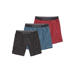 Buffalo Boxershorts Herren Gr&ouml;&szlig;e S petrol / rostrot / schwarz