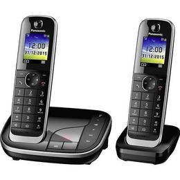 Panasonic KX-TGJ322GB Schnurloses Telefon analog Anrufbeantworter, Freisprechen, Headsetanschluss Schwarz