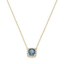 Collier Luigi Merano "Edelstein & Brillanten, Gold 585" Halsketten Gr. 45cm, Gelbgold 585, blau Damen