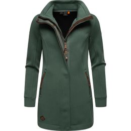 Sweatjacke Ragwear "Letrice Bonded", Damen, Gr. 4XL (48), grün, Sweatware, Obermaterial:100% Polyester, tailliert Po-bedeckend, hoch geschlossener Ausschnitt, Ärmel ohne Ärmelschlitz normaler Saum, Sweatjacken, Elegante Zip-Jacke mit hohem Kragen in Feinstrickoptik
