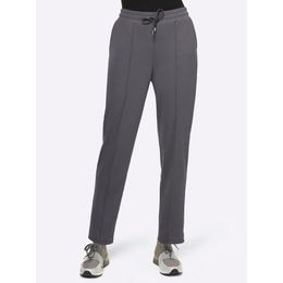 CRÉATION L Jogger Pants CREATION L Gr. 36, Normalgrößen, grau (anthrazit), Damen, 97% Polyester, 3% Elasthan, unifarben, Hosen