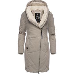 Wintermantel Ragwear "Gordon Long" Gr. XL (42), grau (taupe), Damen, Obermaterial: 74% Baumwolle, 26% Nylon, Innenfutter: 100% Polyester, Wattierung: 100% Polyester, Mäntel, gesteppter Winterparka mit asymmetrischem Kragen