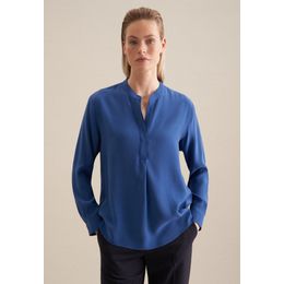 Klassische Bluse Seidensticker "Schwarze Rose" Gr. XS (34), blau (mittelblau), Damen, 100% Viskose, unifarben, Blusen, Tunika Uni