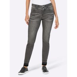 Bequeme Jeans Heine Gr. 34, Normalgrößen, grau (grau denim) Damen Jeans