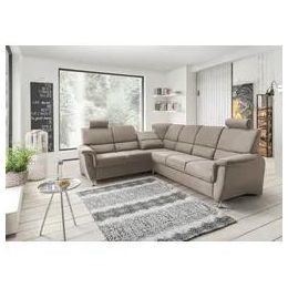 Ecksofa Home Affaire "Pisa L-Form, mit Schlaffunktion, Stauraum, 2x höhenverstellbare" Sofas Gr. B/H/T: 271cm x 95cm x 224cm, Struktur, Bettfunktion rechts, braun (hellbraun) Kopfstützen und Relaxfunktion im Eckelement