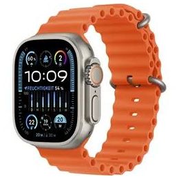 Smartwatch Apple "Watch Ultra 2 Titanium" Smartwatches Gr. 49mm, Cellular, One-Size, Ocean Band, grau (orange) Trail Loop