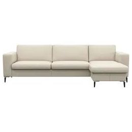 Ecksofa FLEXLUX "Fiore, superbequemer Sitzkomfort durch Kaltschaum im Sitz, L-Form" Sofas Gr. B/H/T: 262cm x 85cm x 92cm, Echtleder, Chaiselongue rechts, weiß (warm white) breite Armlehnen, Füße Alu+schwarz