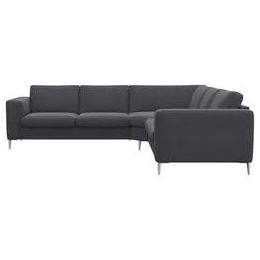 Ecksofa FLEXLUX "Fiore, gleichschenklig, super Sitzkomfort durch Kaltschaum im Sitz" Sofas Gr. B/H/T: 257cm x 85cm x 92cm, Chenille, Schenkel links, grau (dervit grey) breite Armlehnen, Füße Alu