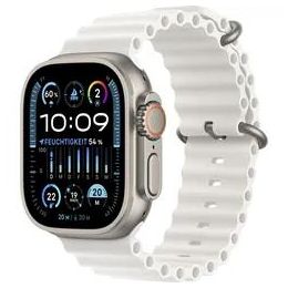 Smartwatch Apple "Watch Ultra 2 Titanium" Smartwatches Gr. 49mm, Cellular, One-Size, Ocean Band, grau (weiß) Trail Loop