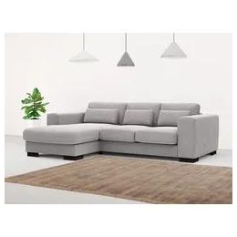 Ecksofa Home Affaire "Bléquin, L-Form" Sofas Gr. B/H/T: 244cm x 84cm x 165cm, Webstoff, Longchair links, grau (light gray) Inklusive 3 Zierkissen, frei im Raum stellbar