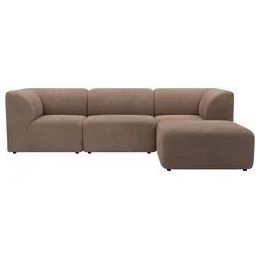 Ecksofa LeGer Home by Lena Gercke "Floria" Sofas Gr. B/H/T: 279cm x 77cm x 186cm, Bouclé recycelt, langer Schenkel beidseitig montierbar, braun (light brown) Module unterschiedlich kombinierbar, mit Komfortschaum-Polsterung