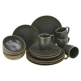 Kombiservice Creatable "Geschirr-Set Rusty" Geschirr-Sets Gr. 16 tlg., braun (braun, goldfarben) Service, seidenmatte Glasur, 16 Teile, für 4 Personen