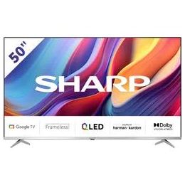 G (A bis G) Sharp QLED-Fernseher "Sharp 50GP6265E Quantum Dot Google TV 126 cm (50 Zoll) 4K Ultra HD" Fernseher Quantum Dot, QLED, Dolby Atmos, Dolby Vision, HDMI 2.1 mit eARC Gr. 50, silberfarben (silber)