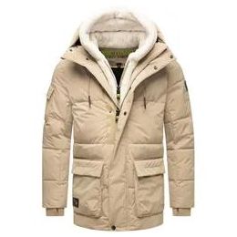 Winterjacke STONE HARBOUR "Lauroo XX" Gr. L (52), beige (sand) Herren Jacken urbane Steppjacke mit kuscheligem Kunstpelz-Kragen