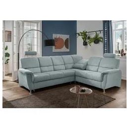 Ecksofa Home Affaire "Pisa L-Form, mit Schlaffunktion, Stauraum, 2x höhenverstellbare" Sofas Gr. B/H/T: 271cm x 95cm x 224cm, Chenille, Bettfunktion links, grün (mint) Kopfstützen und Relaxfunktion im Eckelement