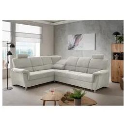 Ecksofa Home Affaire "Pisa L-Form, mit Schlaffunktion, Stauraum, 2x höhenverstellbare" Sofas Gr. B/H/T: 271cm x 95cm x 224cm, Cord, Bettfunktion rechts, silberfarben (silber) Kopfstützen und Relaxfunktion im Eckelement