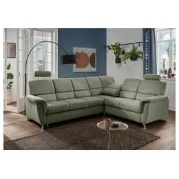 Ecksofa Home Affaire "Pisa L-Form, mit Schlaffunktion, Stauraum, 2x höhenverstellbare" Sofas Gr. B/H/T: 271cm x 95cm x 224cm, Chenille, Bettfunktion links, grün (moosgrün) Kopfstützen und Relaxfunktion im Eckelement