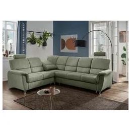 Ecksofa Home Affaire "Pisa L-Form, mit Schlaffunktion, Stauraum, 2x höhenverstellbare" Sofas Gr. B/H/T: 271cm x 95cm x 224cm, Chenille, Bettfunktion rechts, grün (moosgrün) Kopfstützen und Relaxfunktion im Eckelement