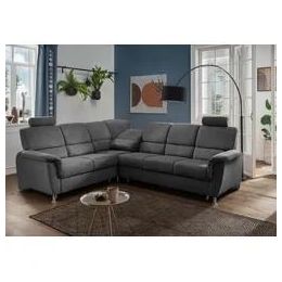 Ecksofa Home Affaire "Pisa L-Form, mit Schlaffunktion, Stauraum, 2x höhenverstellbare" Sofas Gr. B/H/T: 271cm x 95cm x 224cm, Chenille, Bettfunktion rechts, grau (anthrazit) Kopfstützen und Relaxfunktion im Eckelement