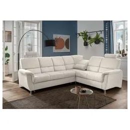 Ecksofa Home Affaire "Pisa L-Form, mit Schlaffunktion, Stauraum, 2x höhenverstellbare" Sofas Gr. B/H/T: 271cm x 95cm x 224cm, Chenille, Bettfunktion links, beige Kopfstützen und Relaxfunktion im Eckelement