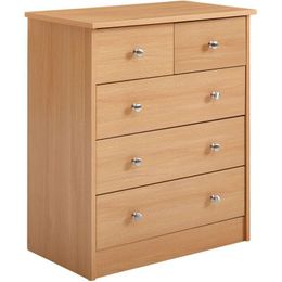 FineBuy - Design Holz-Kommode 60 x 70 x 35 cm mit 5 Schubladen, Mehrzweckanrichte flach für Flur, Modernes Sideboard zeitlose Anrichte