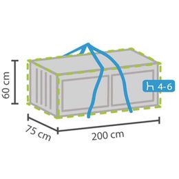 Perel - Schutzhülle für 4-6 Lounge Kissen, Polster, Auflagen, 200x75x60 cm