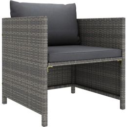 Gartensofa mit Kissen Grau Poly Rattan vidaXL