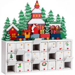 Deuba Spielwerk® Adventskalender zum Selbstbefüllen 24 Türchen Nachhaltig Wiederverwendbar Kinder Mädchen Jungen Weihnachtskalender diy Holz Dekoration