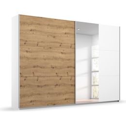 Schwebetürenschrank Rauch "Kleiderschrank Garderobe TOPSELLER AURELIO mit 3 Ausstattungsvarianten" Schränke Gr. B/H/T: 218cm x 210cm x 59cm, BASIC, 2 St., weiß (alpinweiß, eiche artisan) 3 verschiedene Ausstattungsvarianten Griffe aus Metall MADE IN GERMANY