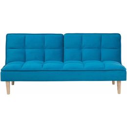 Beliani Sofa Blau Polsterbezug 3-Sitzer Schlaffunktion Traditionell Wohnzimmer