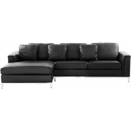 Beliani - Ecksofa Schwarz Echtleder L-Förmig Rechtsseitig Modern Wohnzimmer