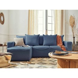 Lisa Design - Capucine - ecksofa beidseitig montierbar - schlaffunktion und bettkasten - 4 sitzplätze - aus stoff - blau