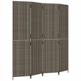 vidaXL - Paravent 4-tlg. Grau Poly Rattan