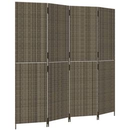 vidaXL - Paravent 4-tlg. Grau Poly Rattan