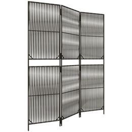 Paravent 3-tlg. Grau Poly Rattan vidaXL