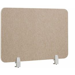 Beliani - Schreibtisch Trennwand Beige Stoff pet Kunststoff 80 x 50 cm zum Aufstellen Klemmen Schallschutz Sichtschutz Pinnwand Büro Home Office