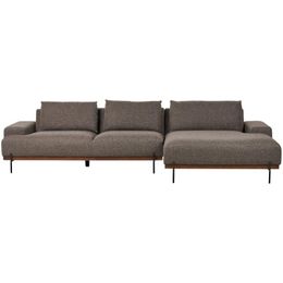 Beliani 3-Sitzer Ecksofa Braun Stoff L-Förmig mit Chaiselongue Links Hohe Schwarze Metallfüße Breite Sitzfläche und Armlehnen Lose Rückenkissen