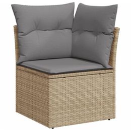 Garten-Ecksofa mit Kissen Beige Poly Rattan vidaXL