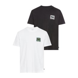 T-Shirt Billabong "TRIBE WAVE mit großem Rückendruck" Gr. L, grau (white/anthra) Herren Shirts im Doppelpack