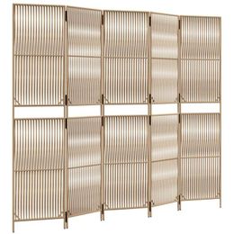 vidaXL - Paravent 5-tlg. Beige Poly Rattan