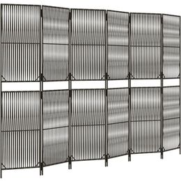 vidaXL - Paravent 6-tlg. Grau Poly Rattan