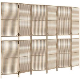 Paravent 6-tlg. Beige Poly Rattan vidaXL