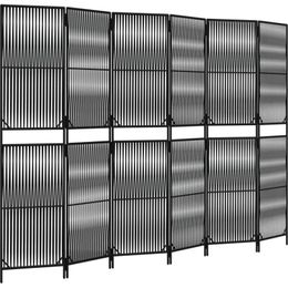 Paravent 6-tlg. Schwarz Poly Rattan vidaXL