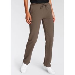 Sweathose Flashlights, Damen, Gr. 36/38, N-Gr, grün (khaki), Sweatware, Obermaterial: 95% Baumwolle, 5% Elasthan, unifarben, Basic, lässig geschnitten lang, Hosen, Mit Geradem Bein