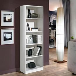 Lärche weiß Bücherregal mit 5 Böden 60x186H cm - Indiana