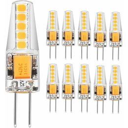 G4 LED-Glühbirne, 3 w, ac/dc, 12 v, entspricht 30 w Halogenlampe, warmweiß 3000 k, 2835 smd, 300 lm, nicht dimmbar, 360° Abstrahlwinkel (10 Stück)