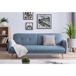 Dynamic24 3-Sitzer Sofa Strukturstoff fein Blau 368657