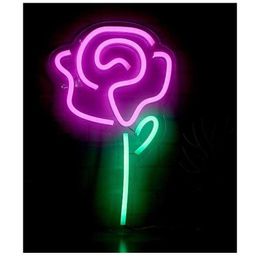 Tigrezy - Eufrozy Rosa Neon-Wandleuchte, Lichtschild mit 6-stufiger Dimmung und Speicherfunktion, USB-betriebene LED-Neonlampe für Wanddekoration,