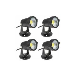 Set mit 4 Cob-LED-Strahlern, 5 w, 220 v, verstellbare Gartenstrahler, Außenbeleuchtung, Gartenterrasse, Kaltweiß - Tigrezy