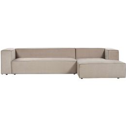 Beliani Ecksofa Taupe Samt L-förmig 3-Sitzer Sofa mit Chaiselongue Linksseitig Wohnzimmermöbel Modern Wohnzimmer Ausstattung Wohnecke Sitzecke